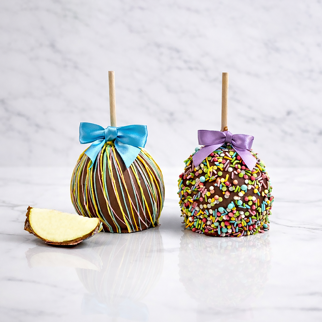 Spring Chocolate Caramel Apples 2pk | Easter Decorated Apples