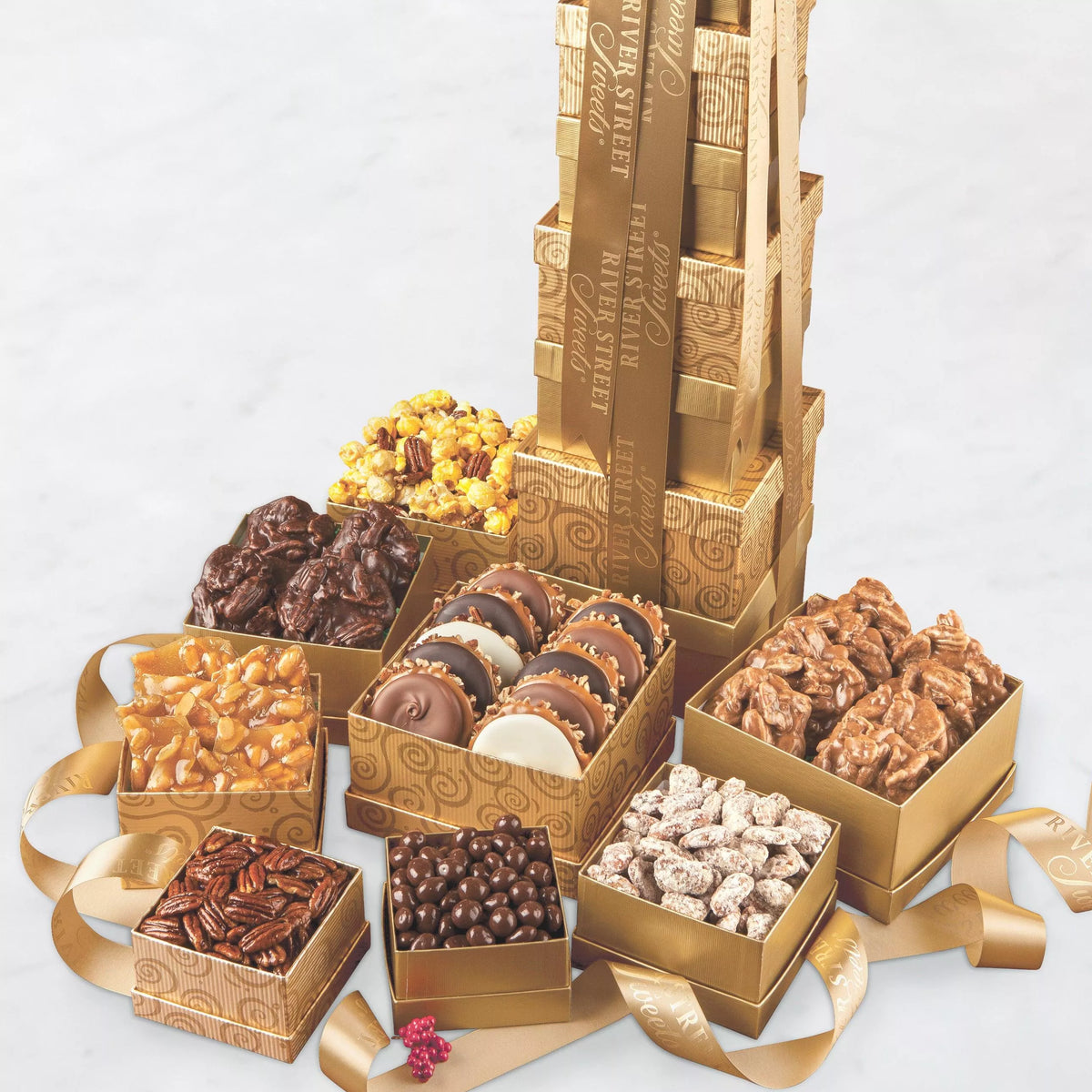 Golden Splendor Tower | 8-Tier Largest Southern Sweets Gift